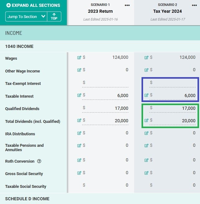 K-1 Income in Holistiplan