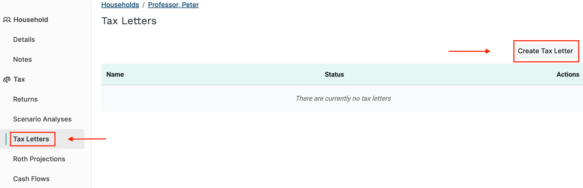 Creating a Tax Letter