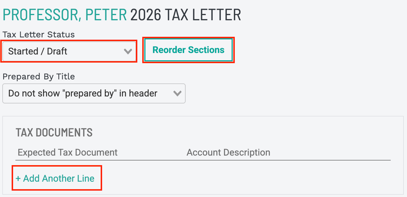 Creating a Tax Letter