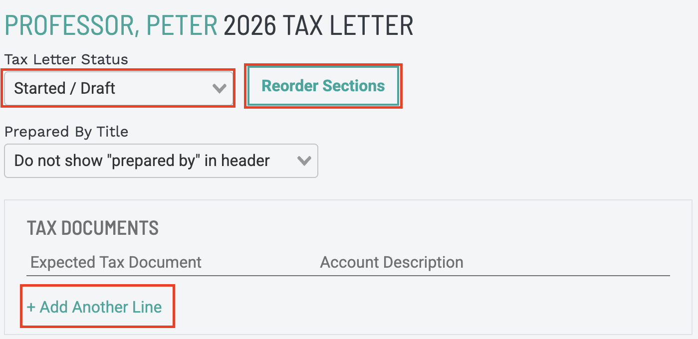 Creating a Tax Letter
