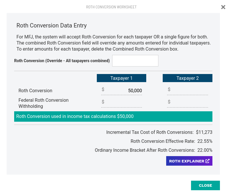 Modeling a Roth Conversion
