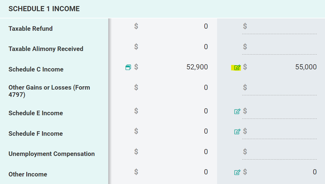 How do I model Schedule C Income?