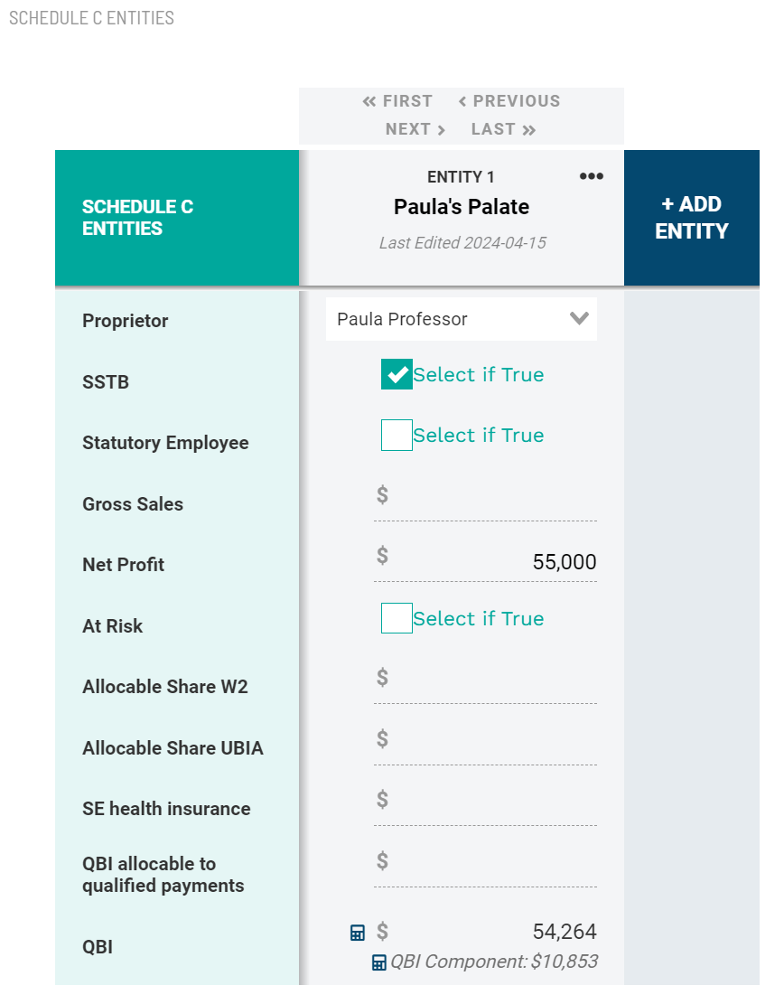 How do I model Schedule C Income?