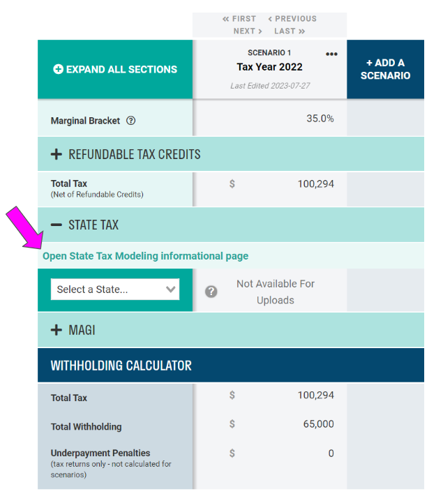 State Taxes in Holistiplan