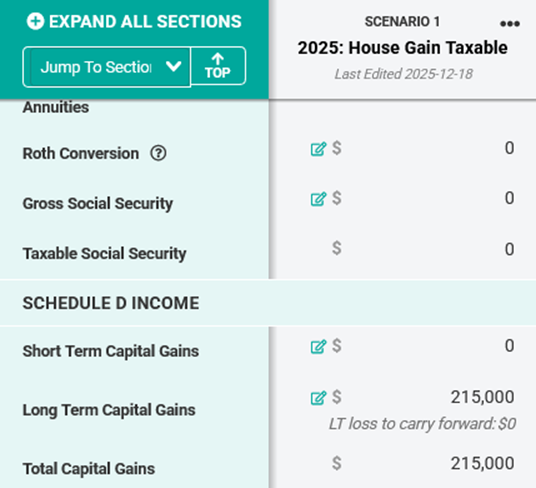 Modeling the exclusion of gain on the sale of a primary residence