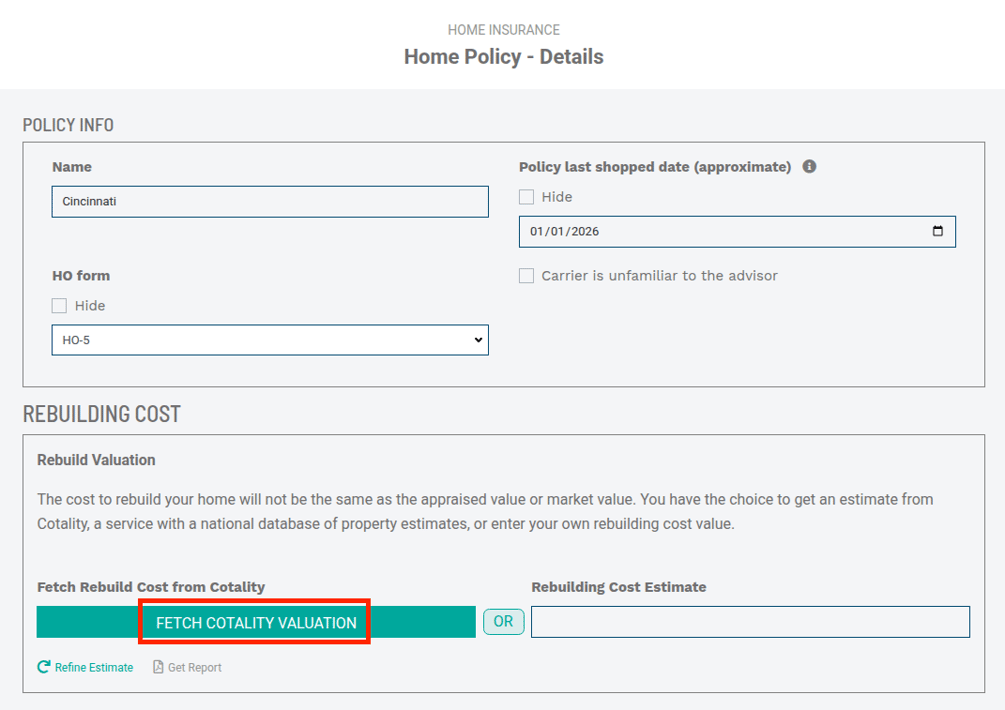 Home Rebuild Cost Estimator