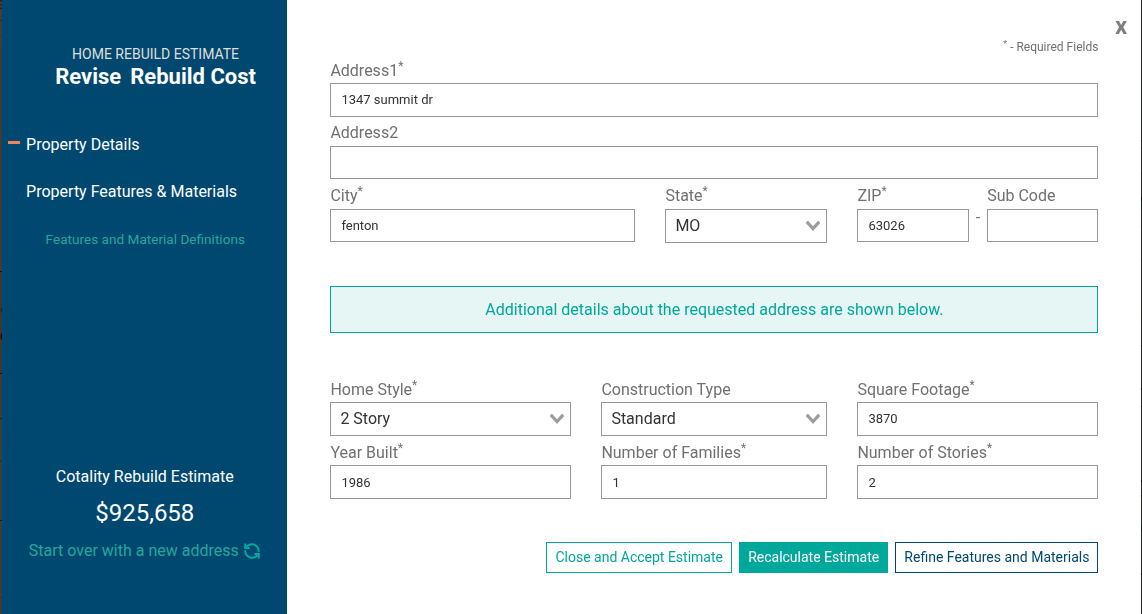 Home Rebuild Cost Estimator