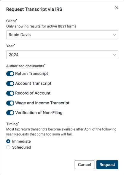 IRS Transcript Delivery (Beta)
